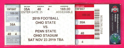 FOOTBALL FULL TICKET! 11/23/19 OHIO STATE/PENN STATE | eBay