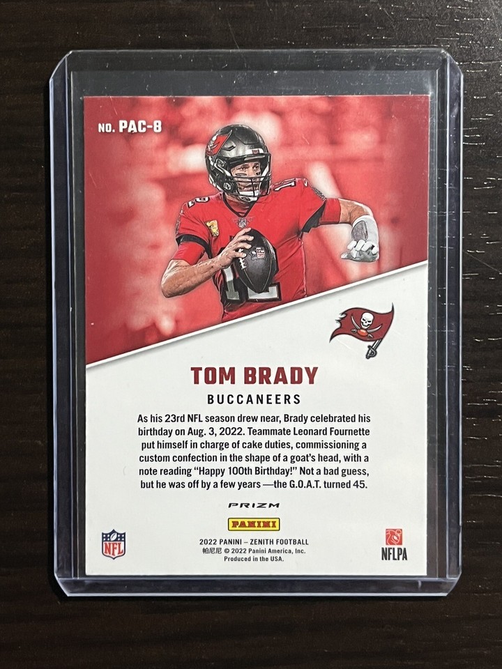 Tom Brady 2022 Zenith Football - 1992 Pacific Red #PAC-8 Color Match ...