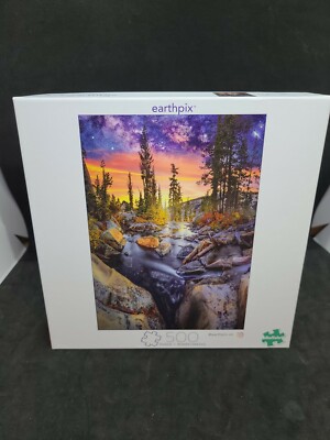 Buffalo Earthpix Mountain Stream 500 Piece Jigsaw Puzzle colorful neon ...