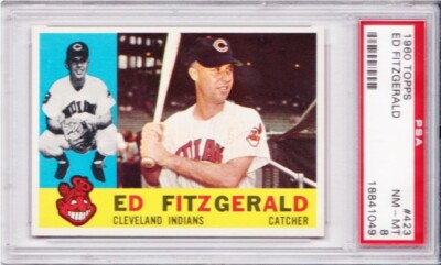 1960 Topps Ed Fitzgerald CLEVELAND INDIANS #423 PSA 8 NM-MT CENTERED ...