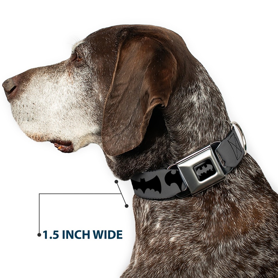 Dog Collar BMA-Batman Black/Silver Bat Logo Transitions Gray/Black W ...