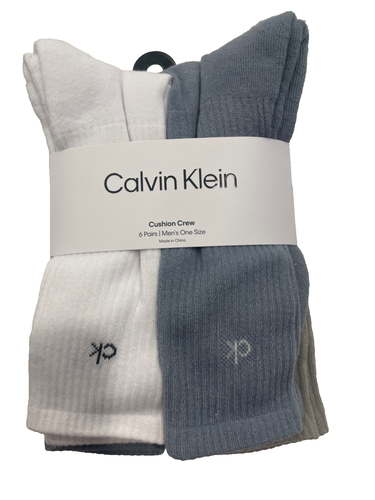 Calvin Klein crew socks 6 pairs. (white, Blue and khaki) | eBay