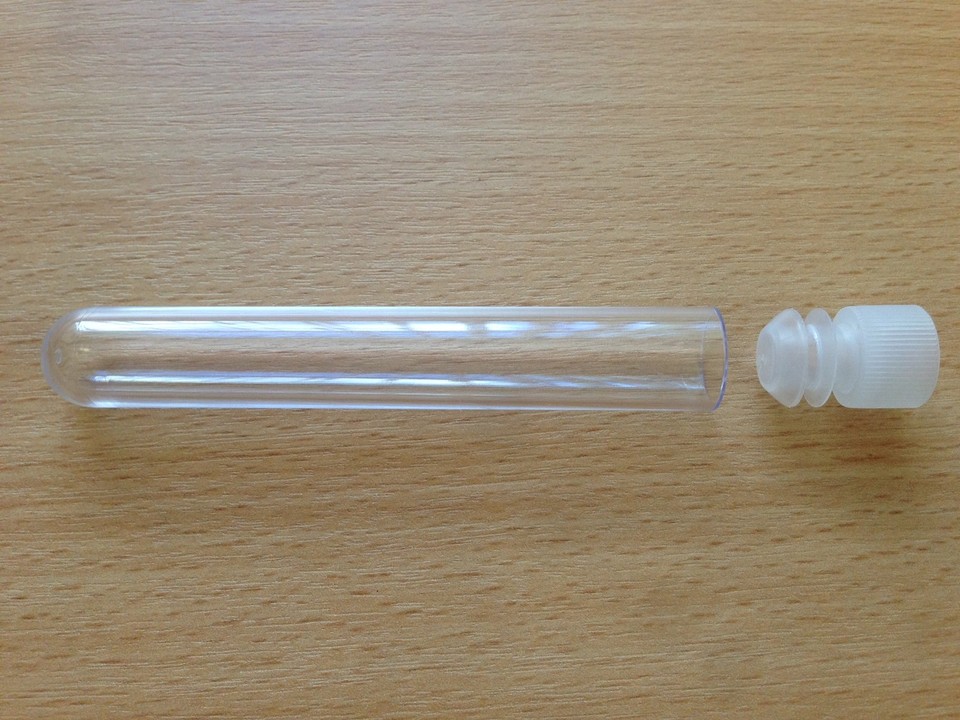 100 x Plastic test tubes, 100x16mm, tube with push cap, UK SELLER, FREE ...