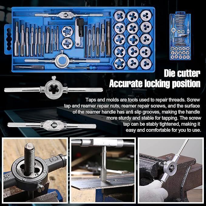 40pcs Metric Tap and Die Set M3 to M12 Threading Tool Set for Cutting ...