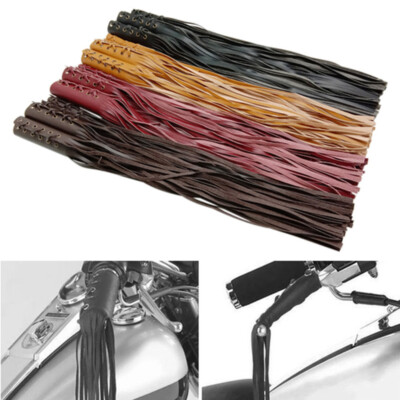 Universal Motorcycle Leather Handlebar Grip Tassel w/ Clutch Lever ...