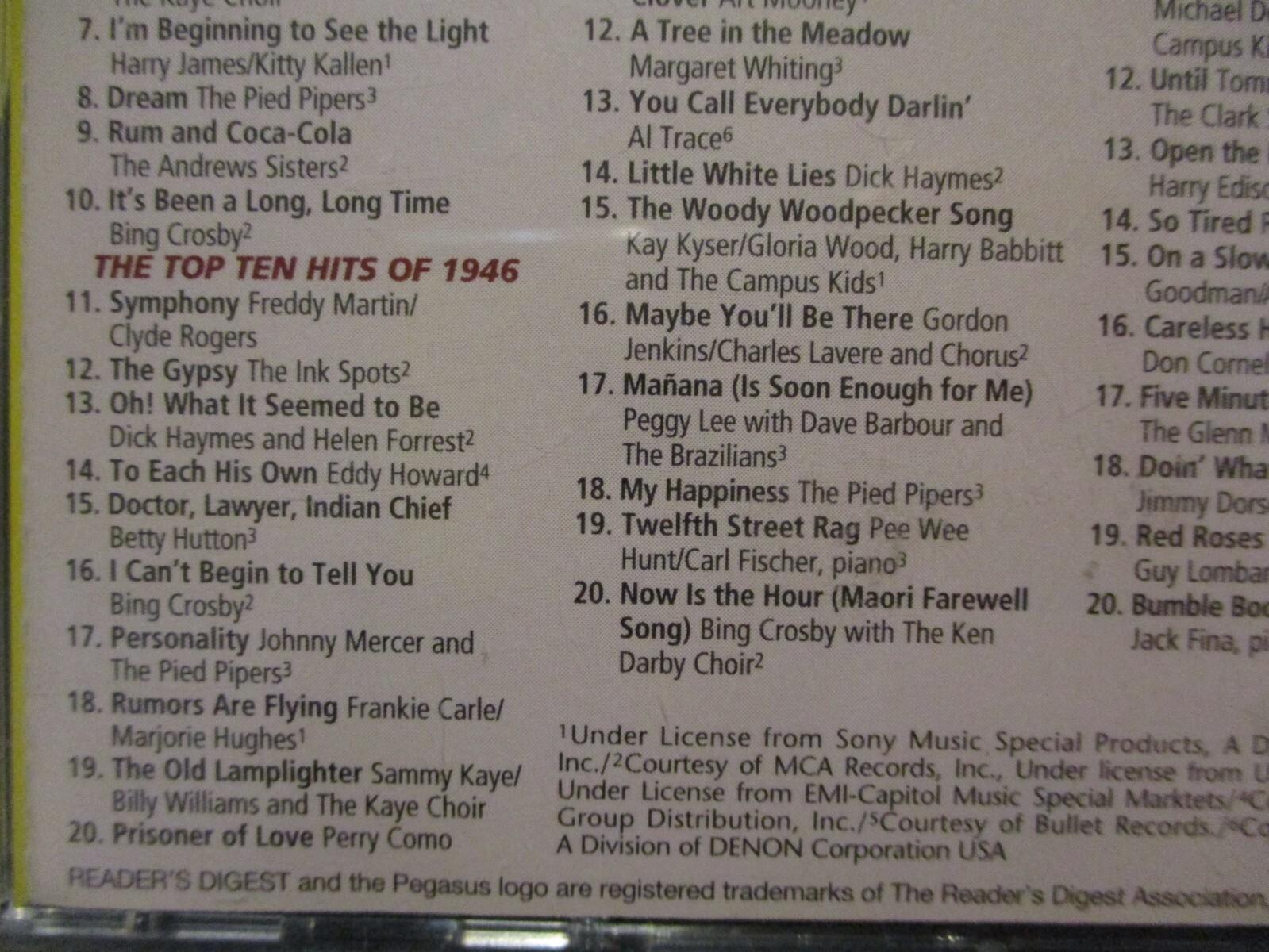 Reader's Digest The Late 40's Top Ten Collection 80 Tracks Excellent ...