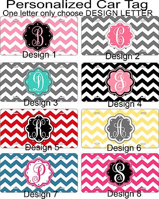 Personalized Monogrammed Car Tag License Plate Pink Chevron Chevrons ...