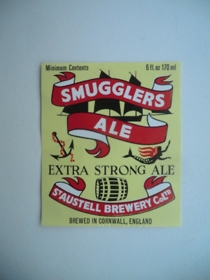 ST AUSTELL BREWERY SMUGGLERS ALE 6 fl oz BREWERY BEER BOTTLE LABEL ...