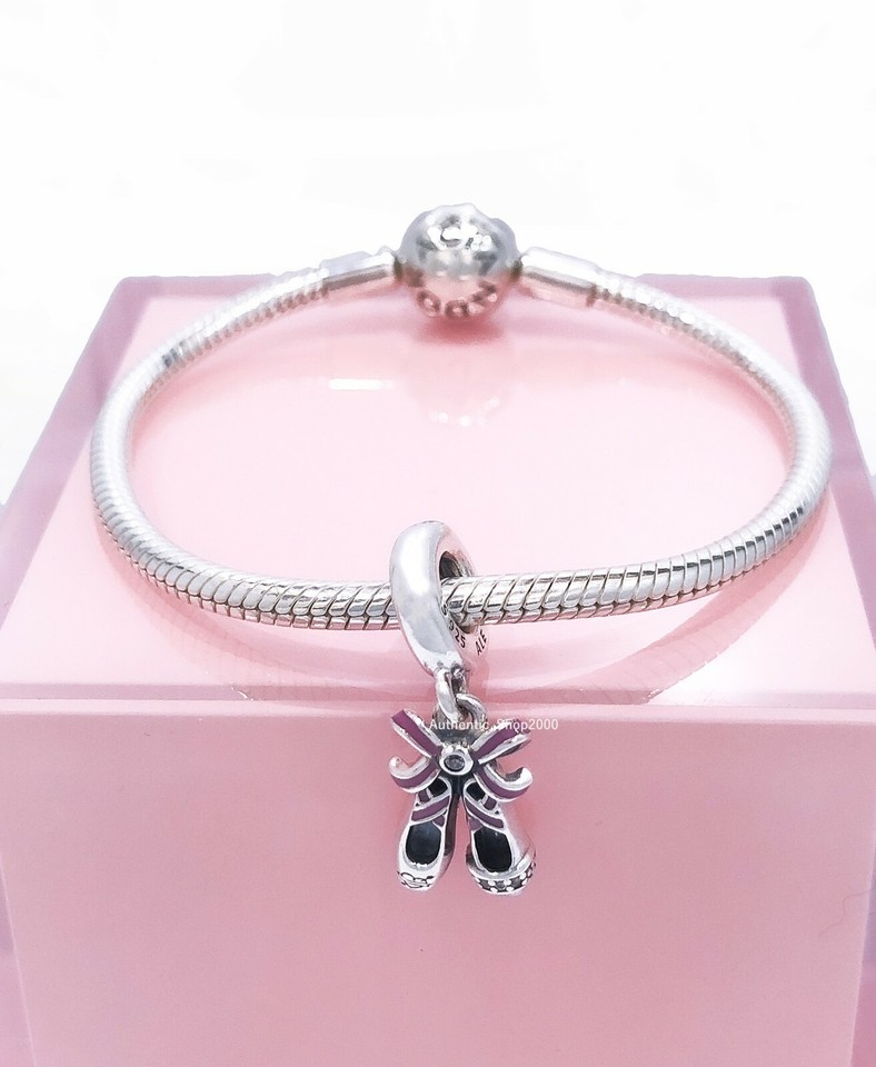 NEW Authentic PANDORA 925 Ale Silver Punk Ballerina Shoes Charm Pendant ...