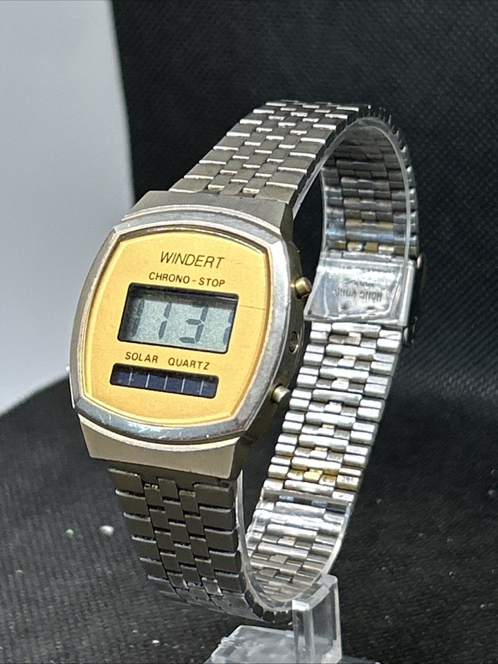 Vintage Windert Chrono-Stop Solar Quartz Digital Watch – Stainless ...