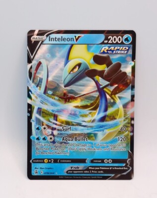 Inteleon V 078/264 Holo Ultra Rare Fusion Strike Pokemon NM Fresh Pull ...