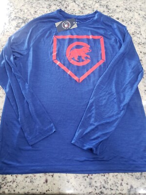 Chicago Cubs Mens Long Sleeve T-shirt Genuine MLB Baseball Royal Blue ...