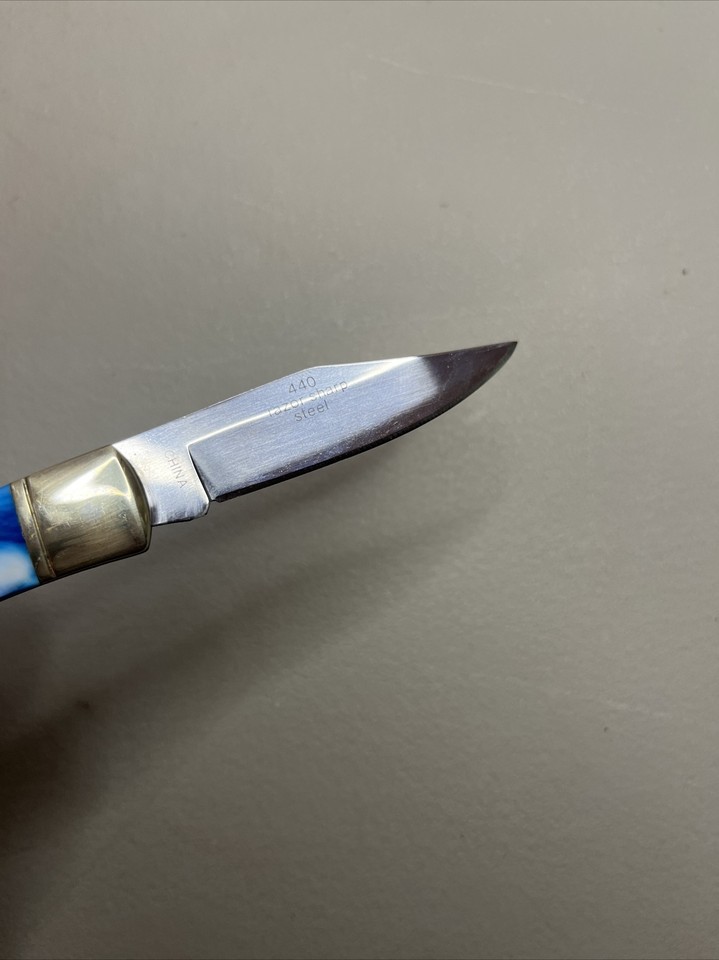ROUGH RIDER KNIFE OCEAN WAVE BLUE PEARL Whittler | eBay