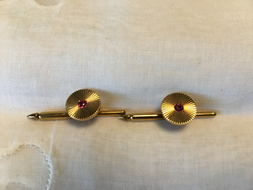 Vintage 14K Yellow Gold Ruby Shirt Stud Buttons Pair Avedon | eBay