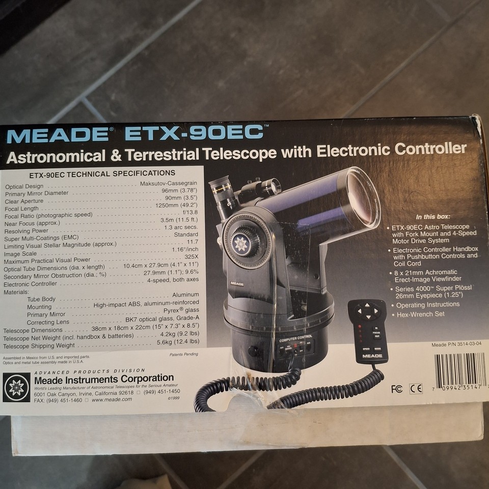 Meade EXT-90EC Telescope With #497 Autostar Controller and Deluxe Field ...