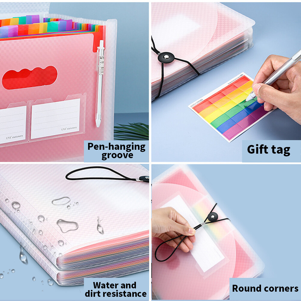 Letter Size File Folders Expanding Portable Pen Hanging Groove Colorful ...