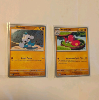Pokemon Destined Rivals Meditite 99/182 & Medicham 100/182 | eBay