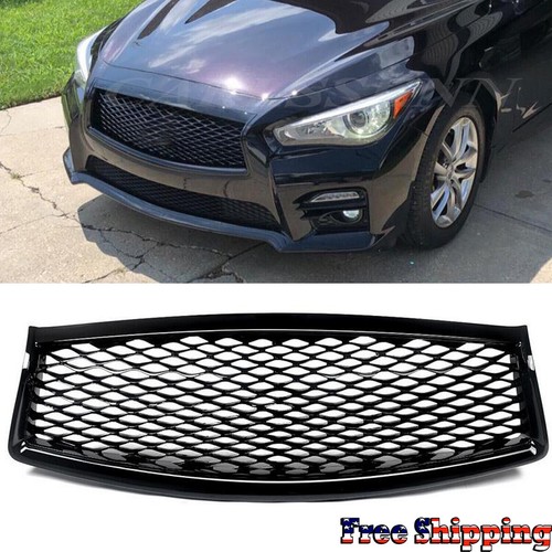 Fit 2014 2015 2016 2017 Infiniti Q50 Gloss Black Front Upper Grille ...