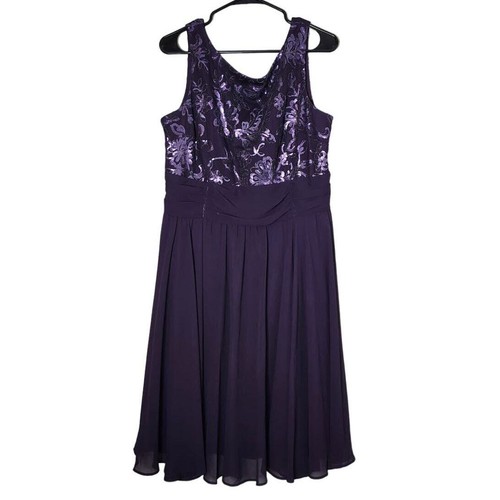 Perceptions Party Dress Plus Size 16 Fit and Flare Purple Sleeveless ...