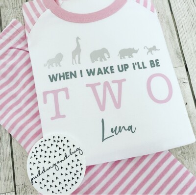 Personalised When I Wake Up I Will Be Two Girls Pyjamas Two Wild Safari ...
