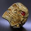 MENS Huge Heavy Gold Skull Red Eye Cigar CZ 316L Stainless Steel Biker ...