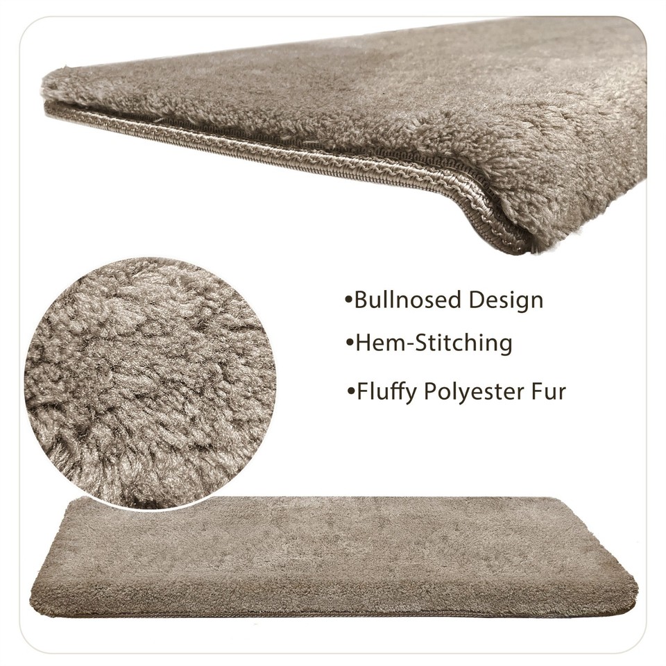 PURE ERA Bullnose Plush Soft Carpet Stair Treads 14pc Set Non-Slip Self ...