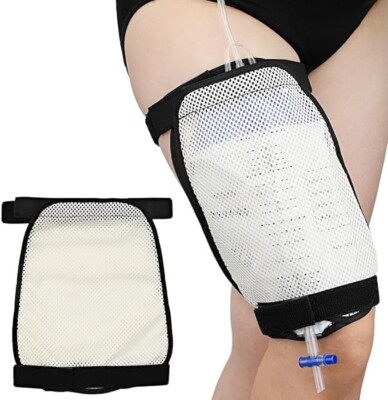 Leg Bag Mesh Holder with Pocket for Foley, Nephrostomy & Urine ...