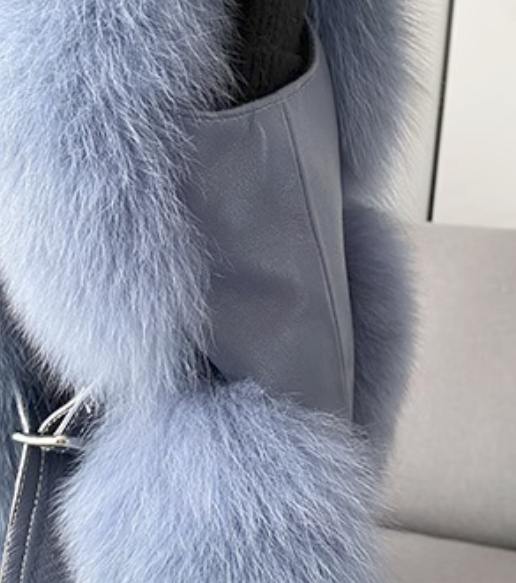 Women Real Fox Fur Vests Luxury Fluffy Gilet Leather Belt Waistcoat ...