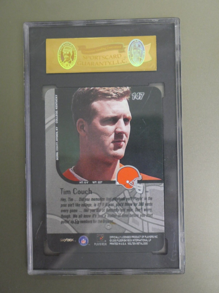 TIM COUCH 1999 SKYBOX MOLTEN METAL #147 ROOKIE - SGC 98 GEM - CLEVELAND ...