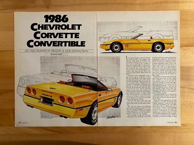 1986 Print Article Chevrolet Corvette Convertible OLD TRADITION 4 Page ...