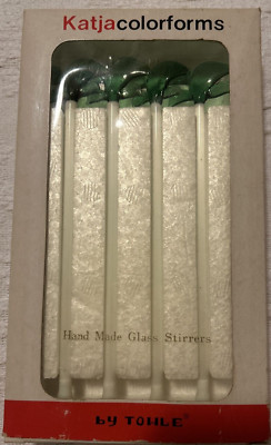 NOS VTG KATJA COLORFORMS HAND MADE GLASS STIRRERS GREEN PALM TREES ...