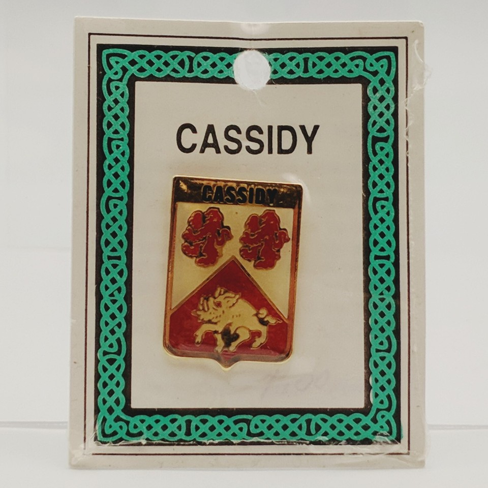 Cassidy Irish Surname Family Crest Coat of Arms Boar & Lions Hat Lapel ...