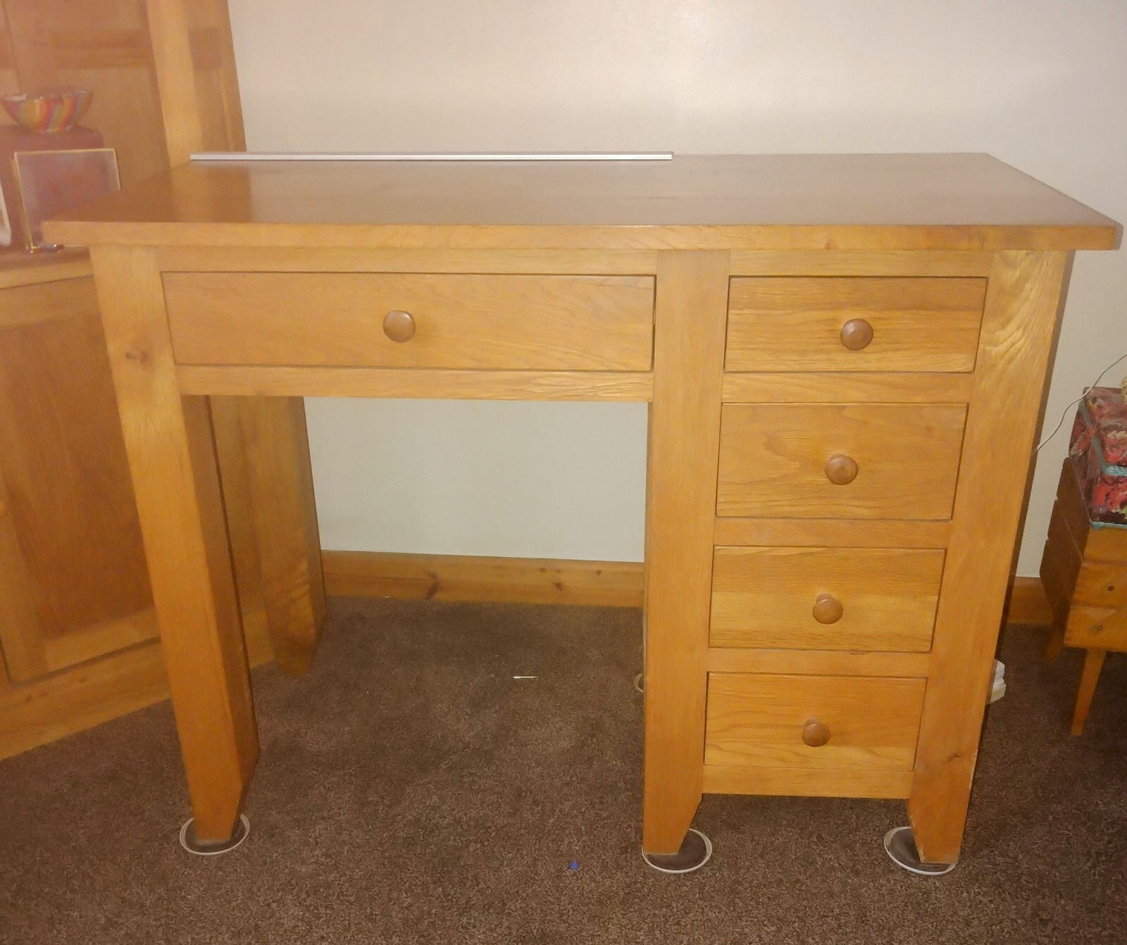 oak desk / dressing table with drawers, dove tail jointed modern. | eBay UK
