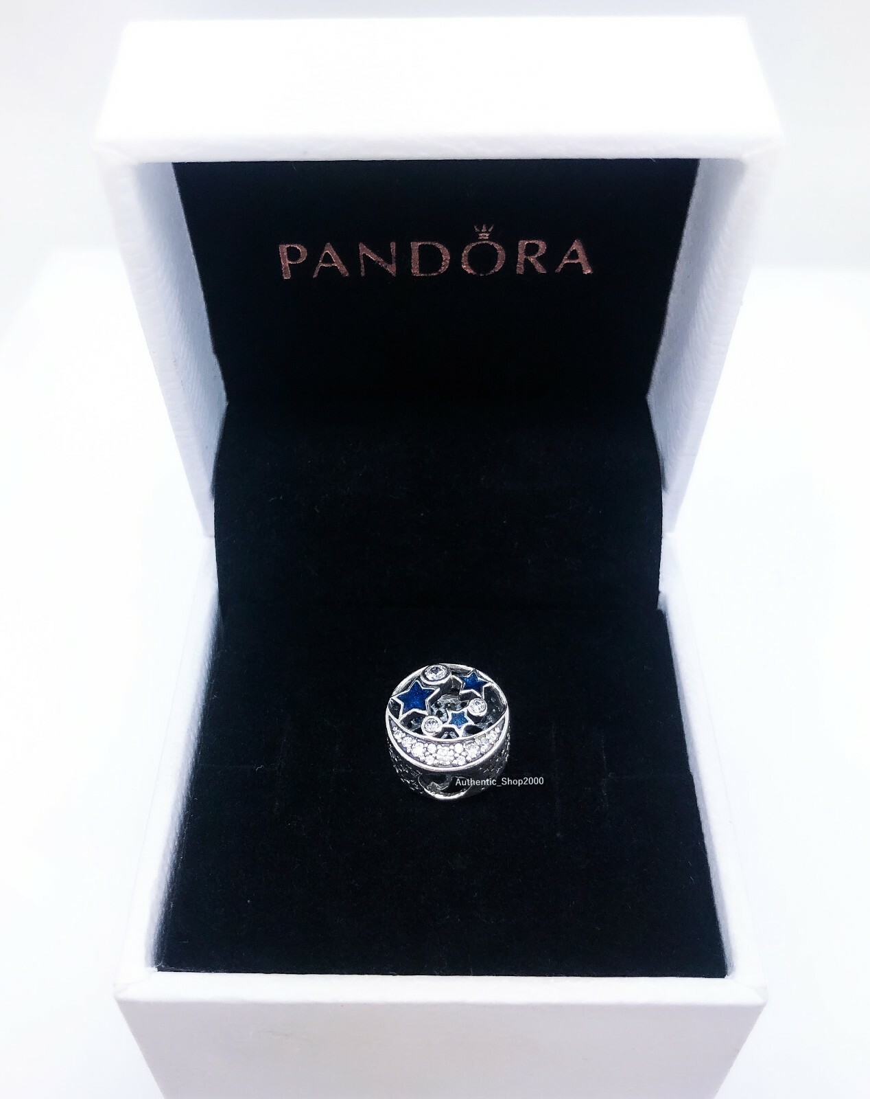 NEW Authentic PANDORA 925 Sparkling Night Sky Blue Stars Charm Pendant ...