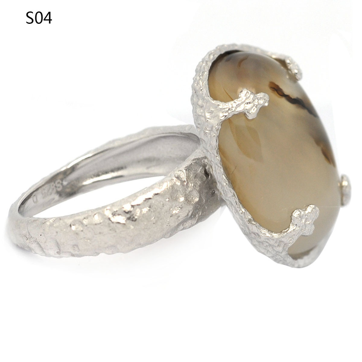 De Buman Natural Agate 925 Silver Ring Size 7 | eBay