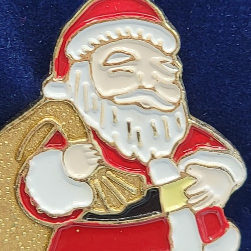 Santa Claus Lapel Pin Red White Gold Tone Enamel Christmas | eBay
