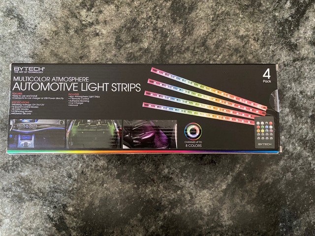 Bytech 4 PK Multicolor Atmosphere Automotive Light Strips Changes up to ...