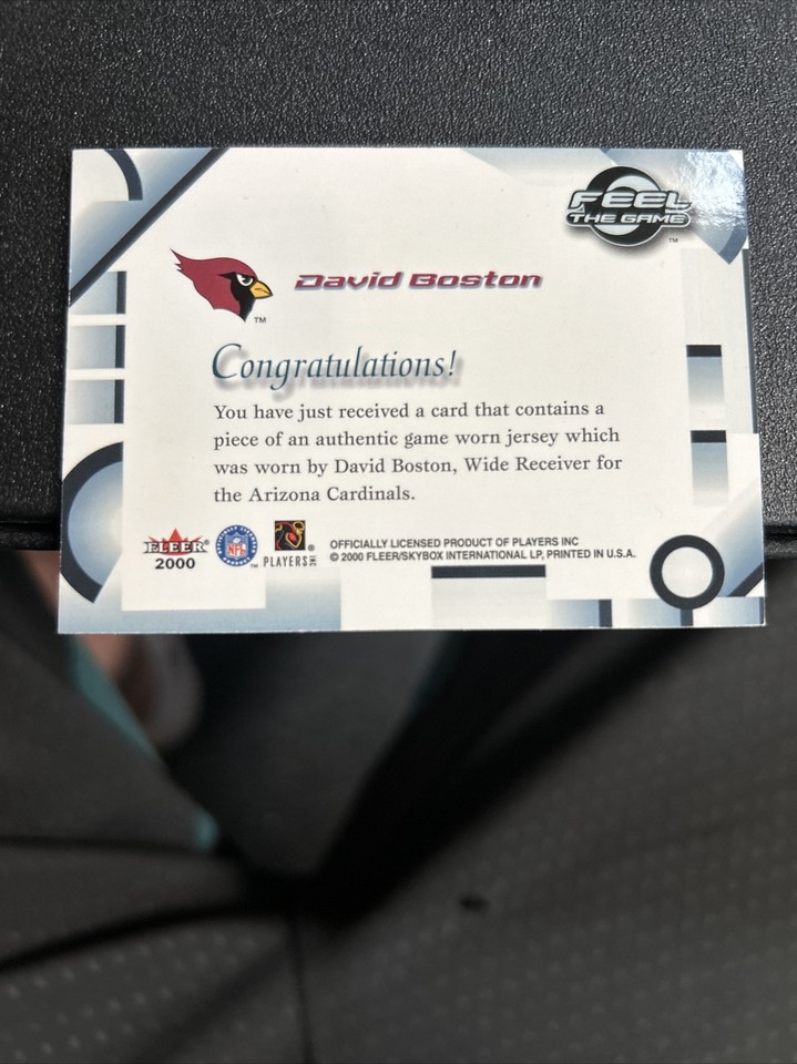 2000 Fleer Tradition Feel the Game #6 David Boston Jersey Relic ...