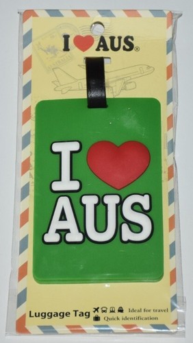 I LOVE AUS Green Luggage Tag Australia Souvenir 7x11 cm Brand New Fast ...