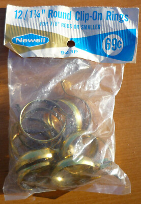 (12) Vintage Newell Brass Finish 1-1/4" Clip-On Cafe Curtain Drapery ...