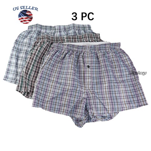 3 Pack Men Knocker Boxer Trunk Plaid Shorts Underwear Cotton Briefs | eBay