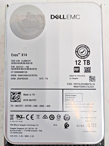 ST12000NM0128 12TB 7.2K SATA 6Gb/s 3.5" 512e enterprise level 8JYD7 DELL EMC | eBay