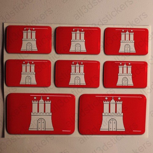 Sticker Hamburg Resin Domed Stickers Hamburg Germany Flag 3D Vinyl ...