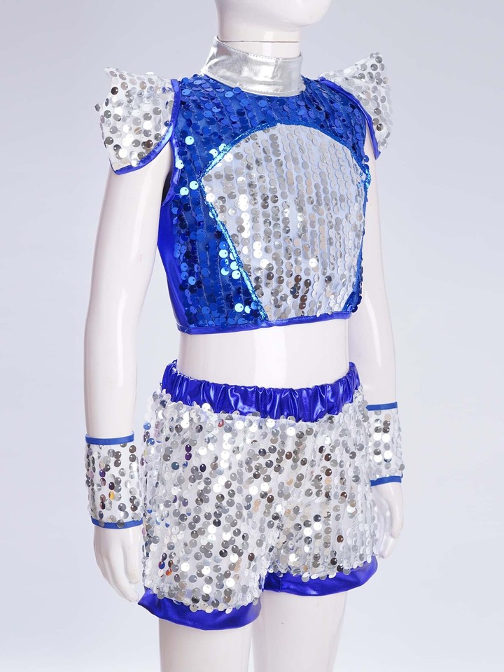 Girls Costume Alien Fancy Dress Up Sequins Outfits Performance Waist ...