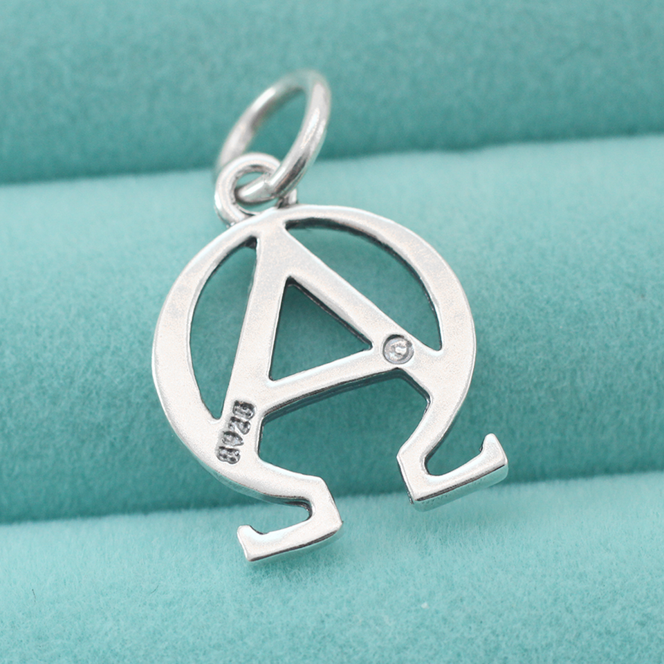 925 Sterling Silver Christian Alpha And Omega Pendant Charm Jesus ...