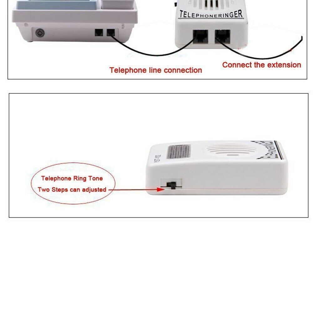 Extra-Loud Telephone Ringer Phone Sound Amplifier Strobe Light Flash ...