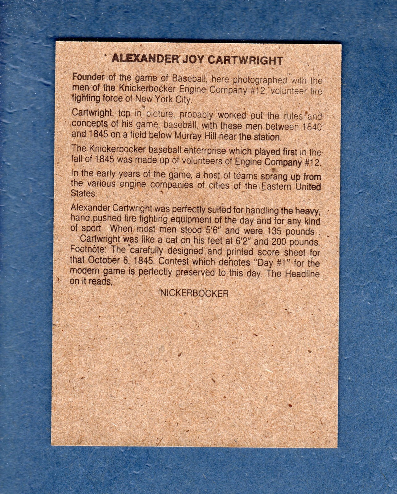 ALEXANDER J CARTWRIGHT~19th Century Baseball Greats(1987 Scholle ...
