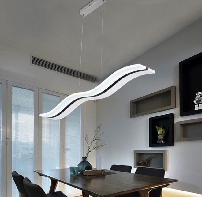 38W Modern Acrylic LED Wave Chandelier S shape Pendant Light Ceiling ...