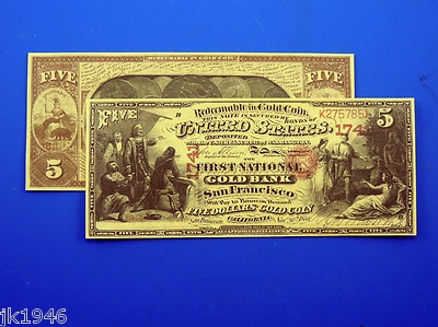 Reproduction $5 1870 Gold US Paper Money Currency Copy | eBay