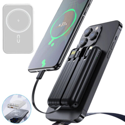 30000mAh Power Bank Magnetic Battery Wireless Charger for iPhone 16/15 ...
